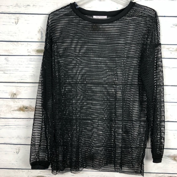 Zara | Tops | Zara Trafaluc Small Black Netted Sheer Shirt Swim | Poshmark